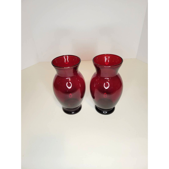 unbranded | Accents | Vintage 96s Ruby Red Glass 6 Vases Set Of 2 ...